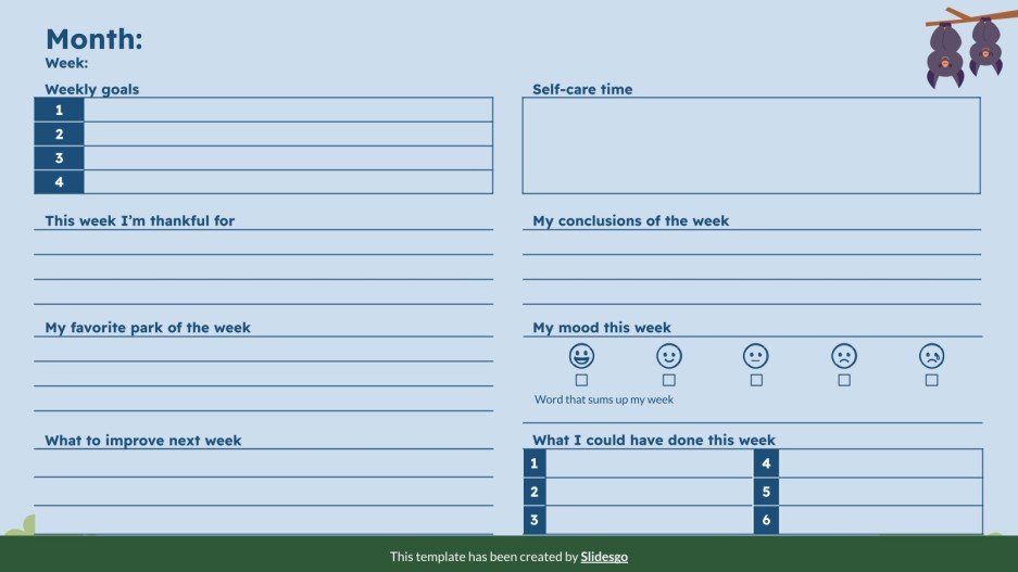 Bat Weekly Planner for Elementary | Google Slides & PPT