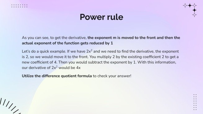 Rules for Evaluating Derivatives | Google Slides & PPT