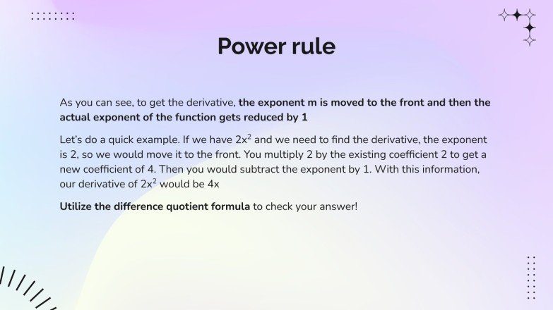 Rules for Evaluating Derivatives | Google Slides & PPT