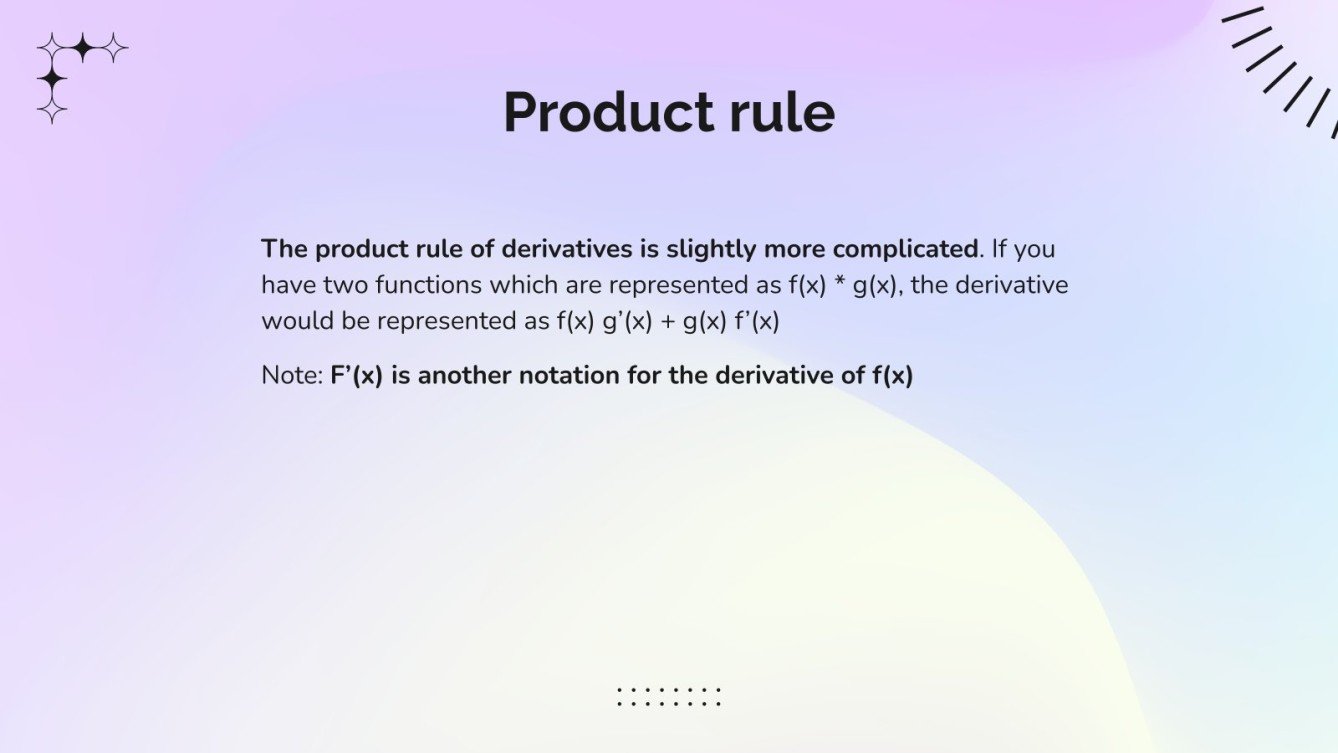 Rules for Evaluating Derivatives | Google Slides & PPT