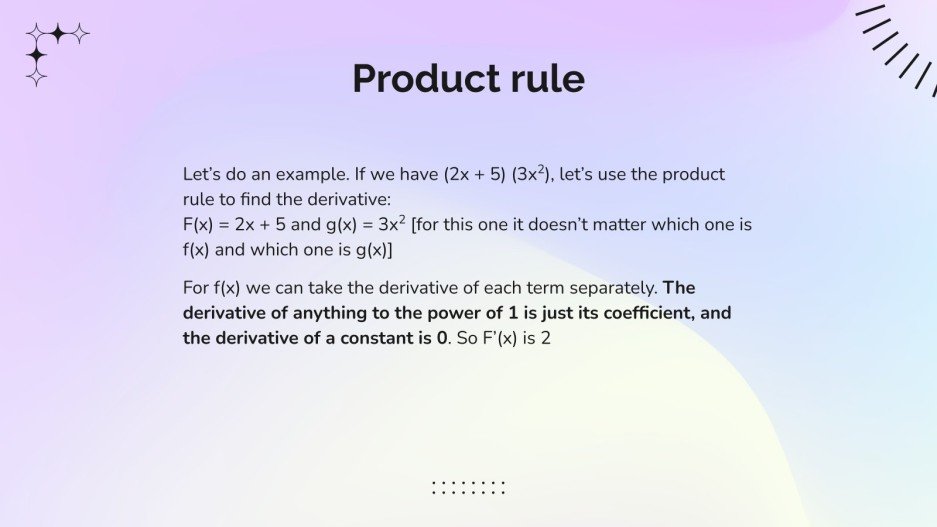 Rules for Evaluating Derivatives | Google Slides & PPT