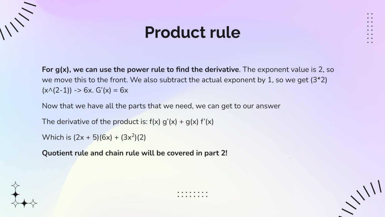 Rules for Evaluating Derivatives | Google Slides & PPT