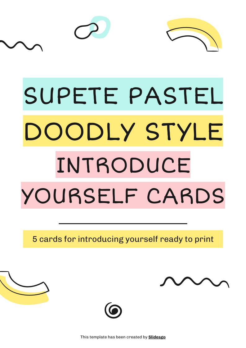 Supete Pastel Doodly Style Introduce Yourself Cards