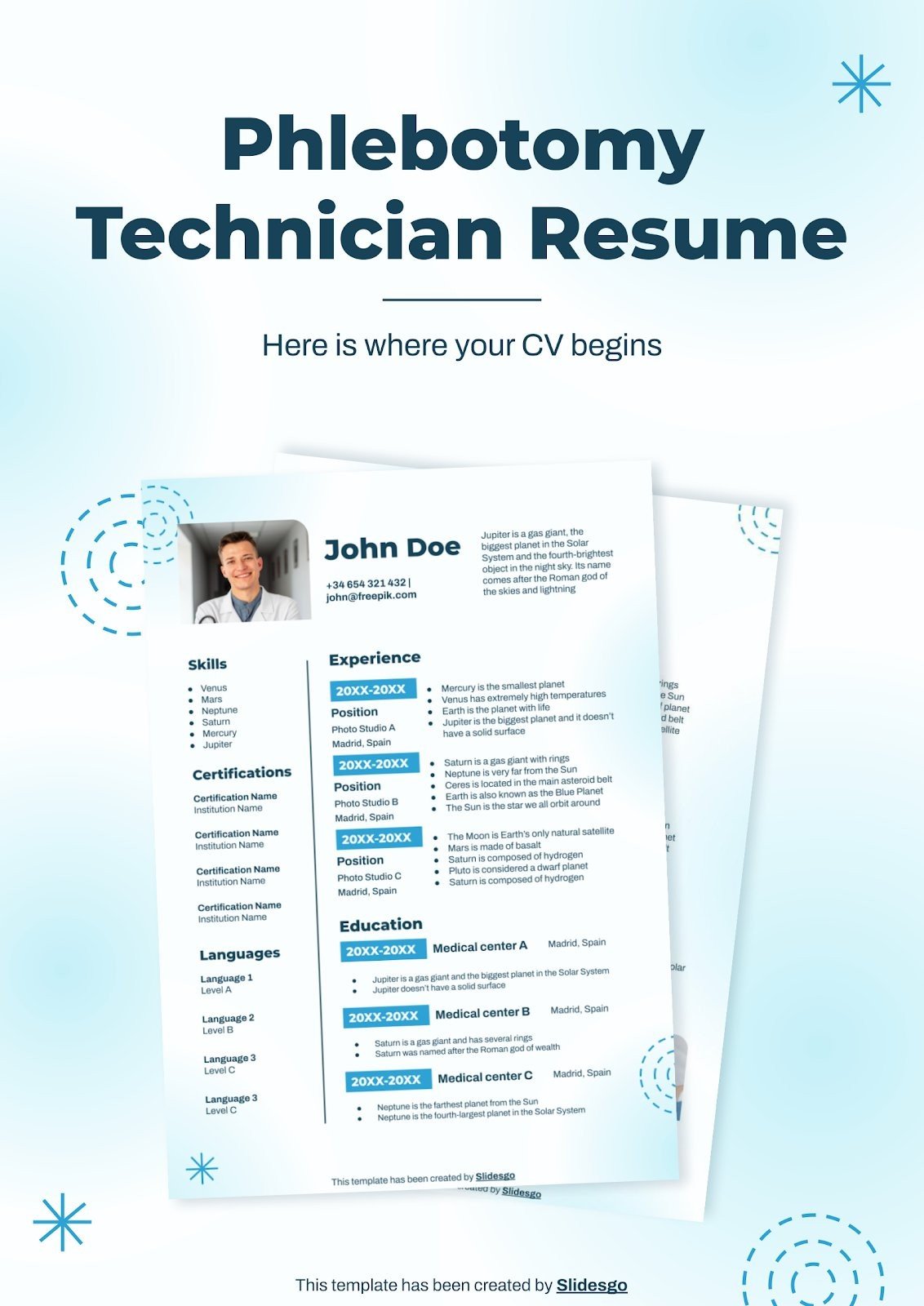 Phlebotomy Technician Resume | Google Slides & PPT Phlebotomy Technician Resume | Google Slides & PPT