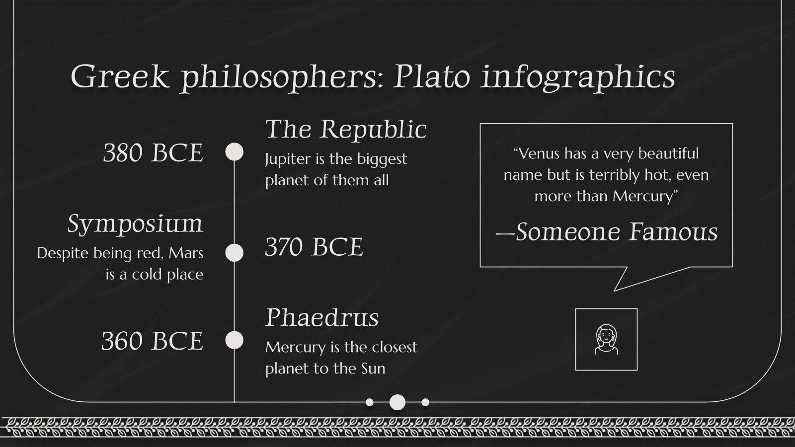 Infografías sobre filósofos griegos: Platón | Google Slides