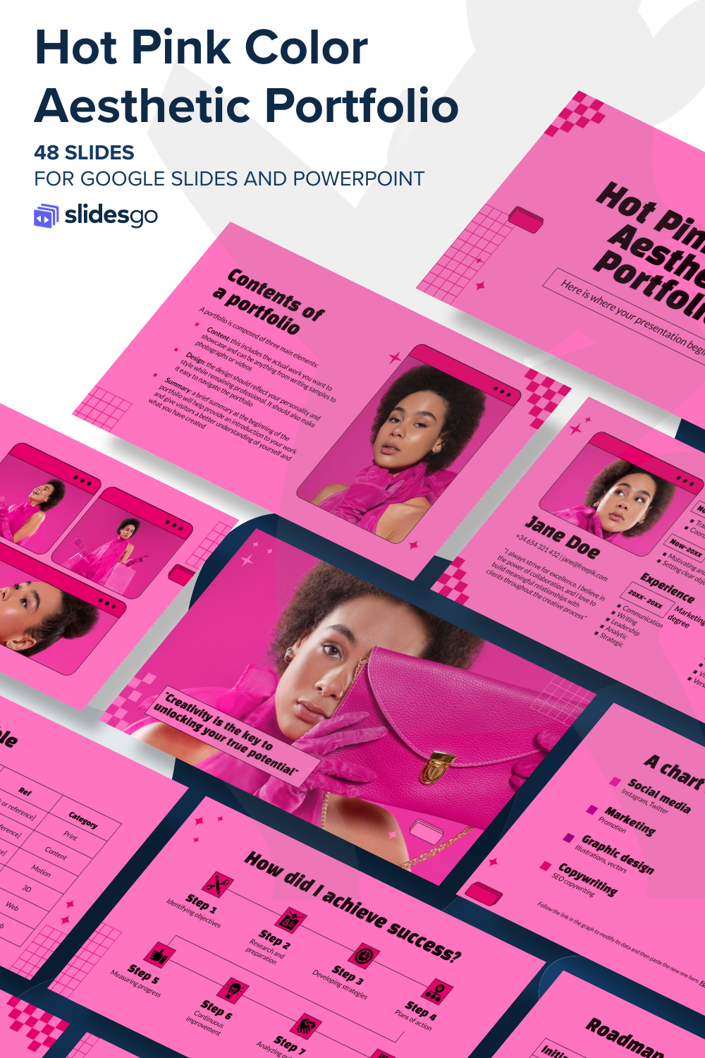 Hot Pink Color Aesthetic Portfolio | Google Slides & PPT