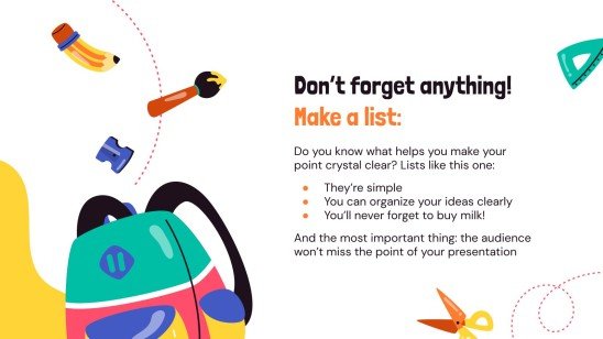 Cómo preparar la mochila escolar | Google Slides y PPT