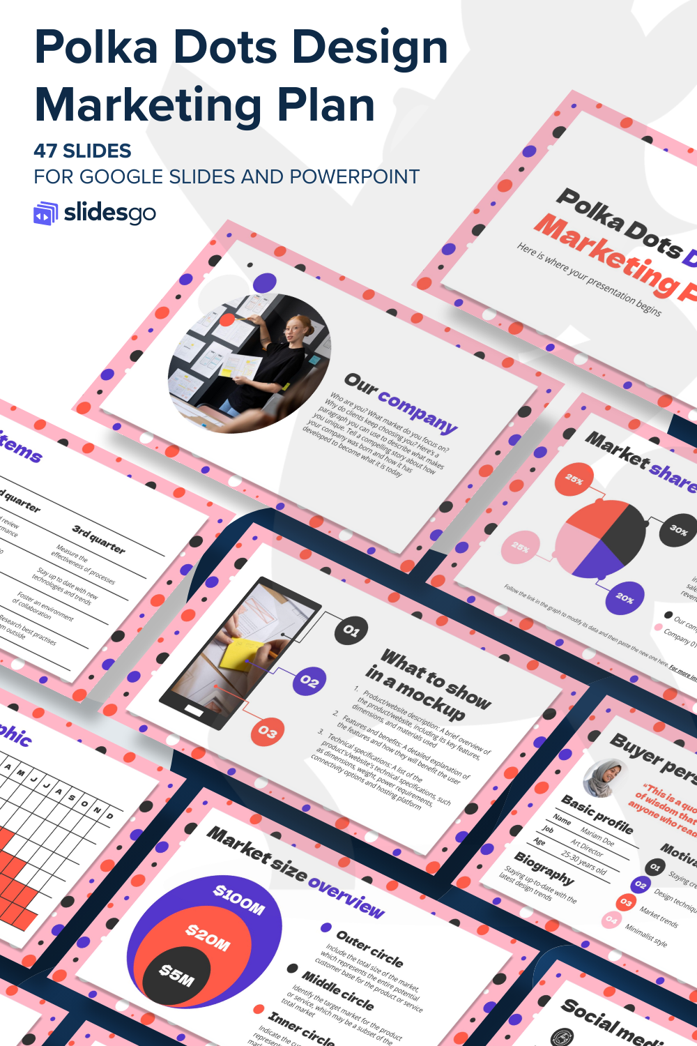 Polka Dots Design Marketing Plan | Google Slides & PPT