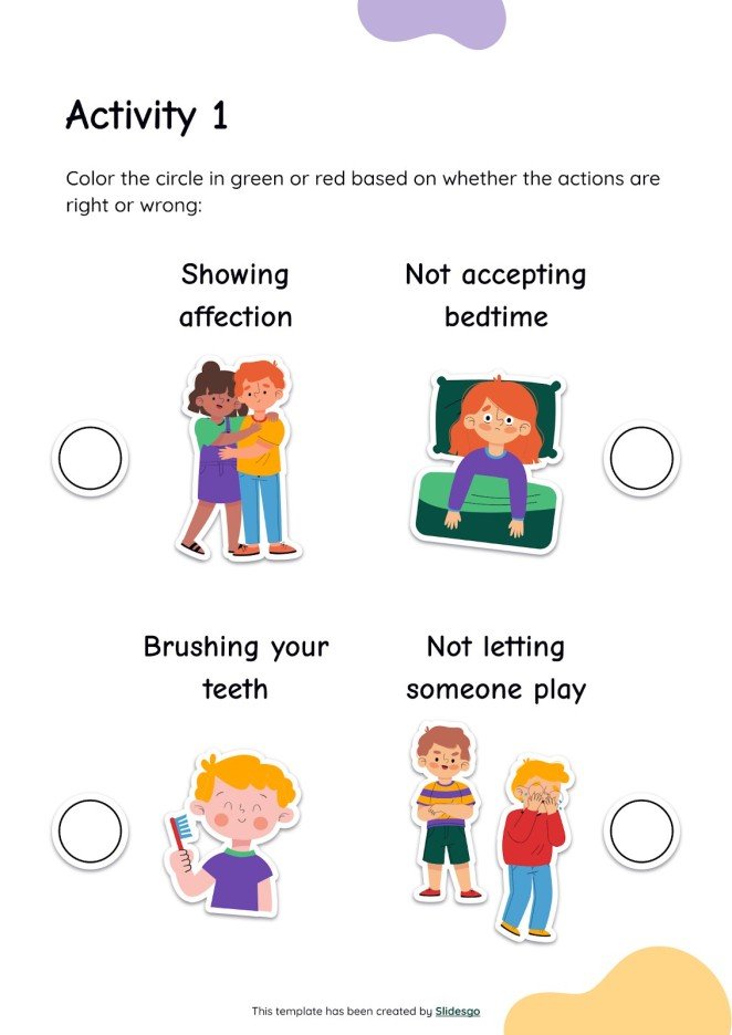 Behavior Activities for Pre-K: Red & Green Choices