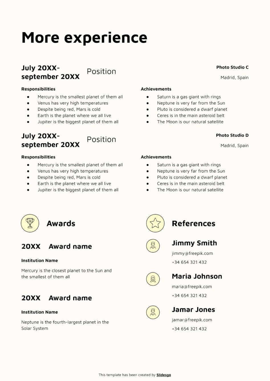 TV Camera Operator CV | Google Slides & PowerPoint template