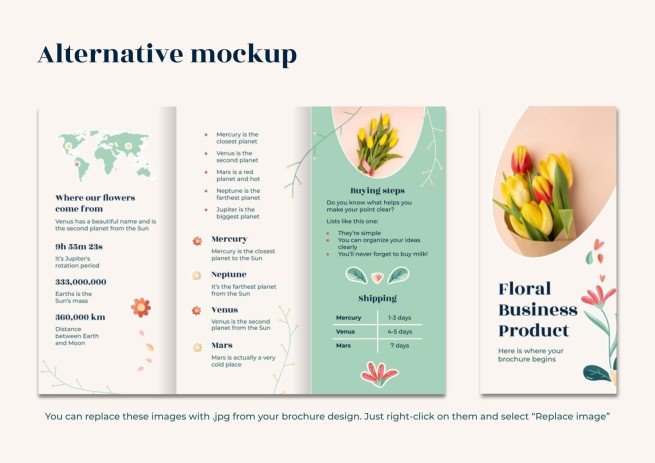 Brochure de produit avec design floral | Google Slides et PPT