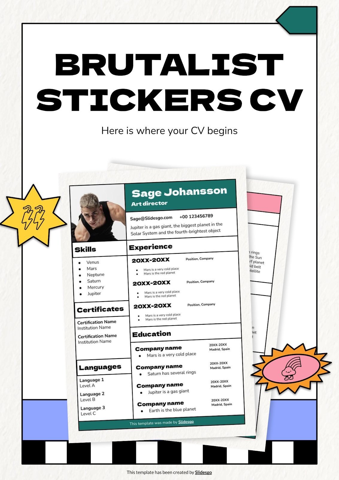 Brutalist Stickers CV | Google Slides & PowerPoint template