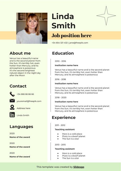 Generic Academic CV | Google Slides & PPT