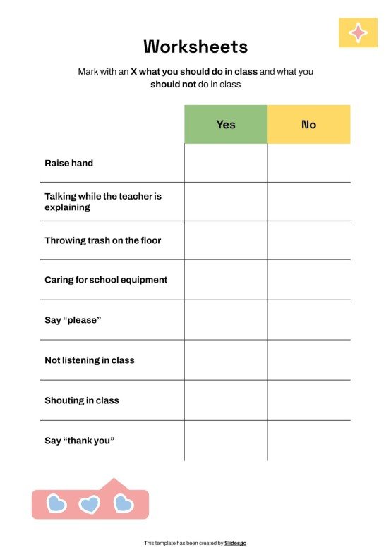 Cute Stickers Style Worksheets - Daily Learning: Behavior