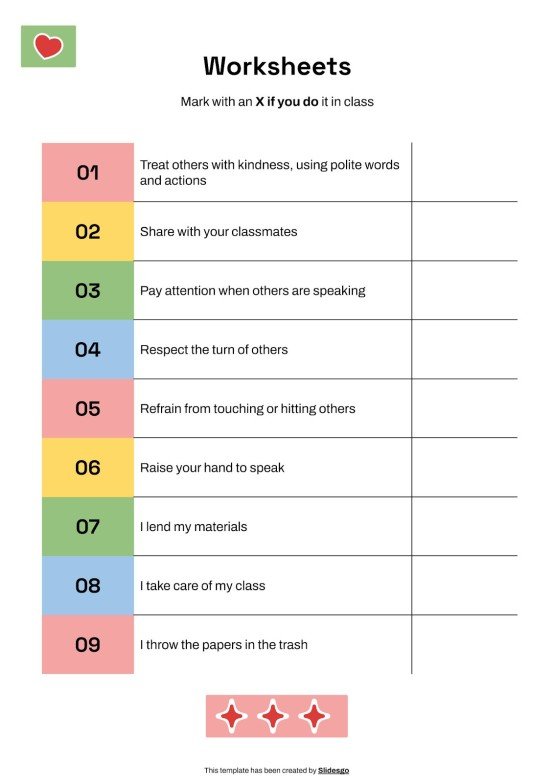 Cute Stickers Style Worksheets - Daily Learning: Behavior