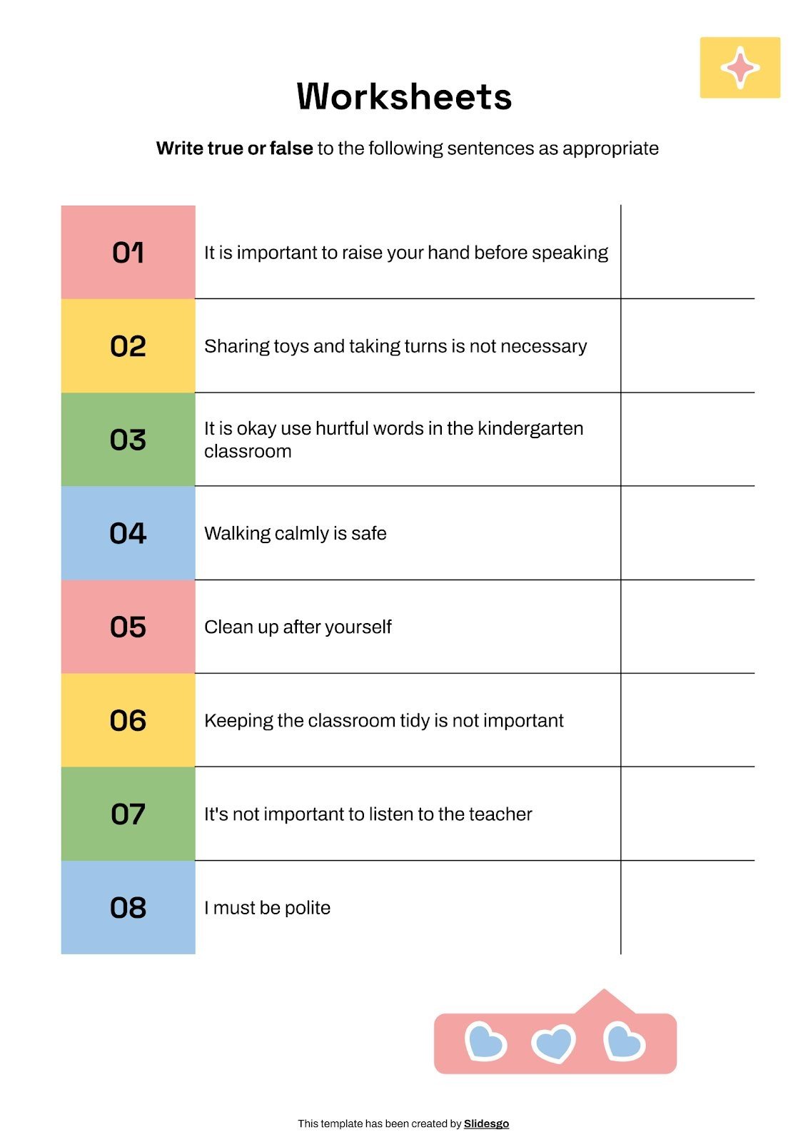 Cute Stickers Style Worksheets - Daily Learning: Behavior