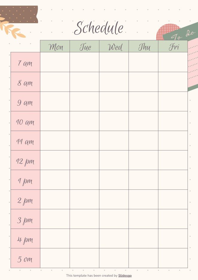 Panno Pastel Scrapbook Style Schedule - My First Day