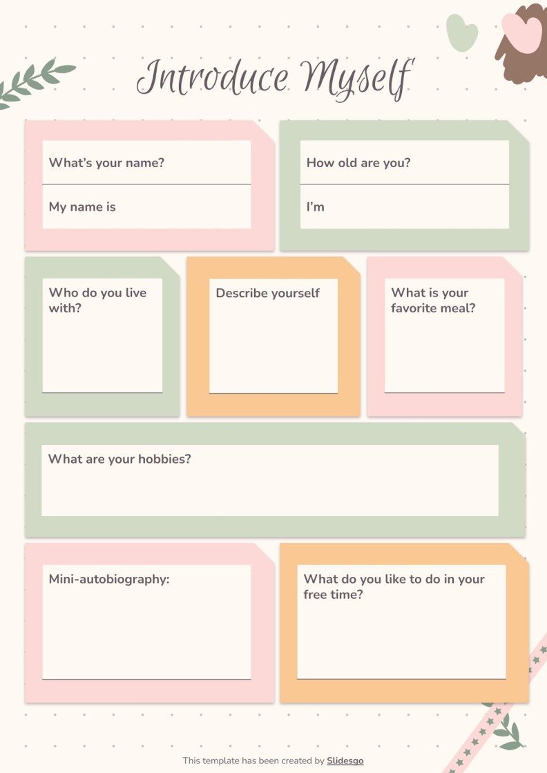 Panno Pastel Scrapbook Style Introduce Myself - My First Day