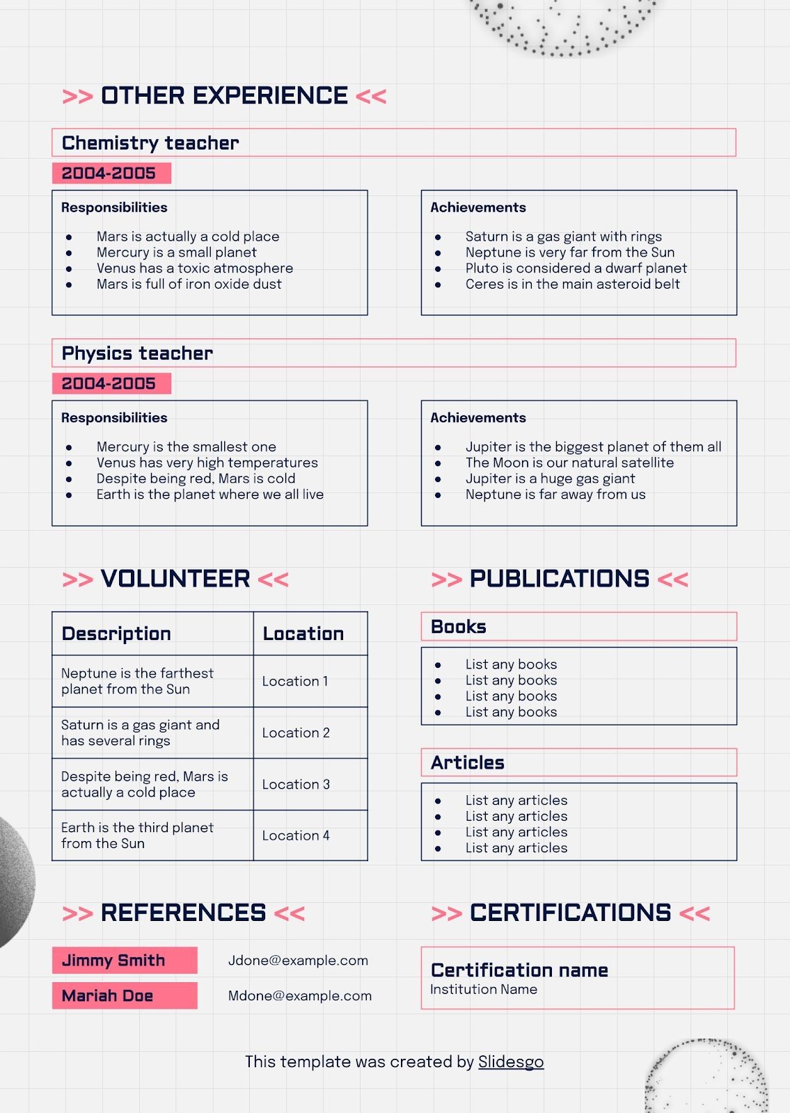 Physics Teacher Printable CV | Google Slides & PowerPoint