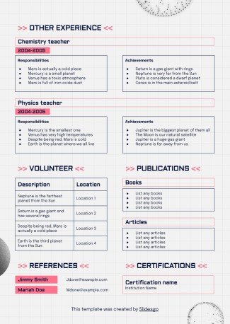 Physics Teacher Printable CV | Google Slides & PowerPoint