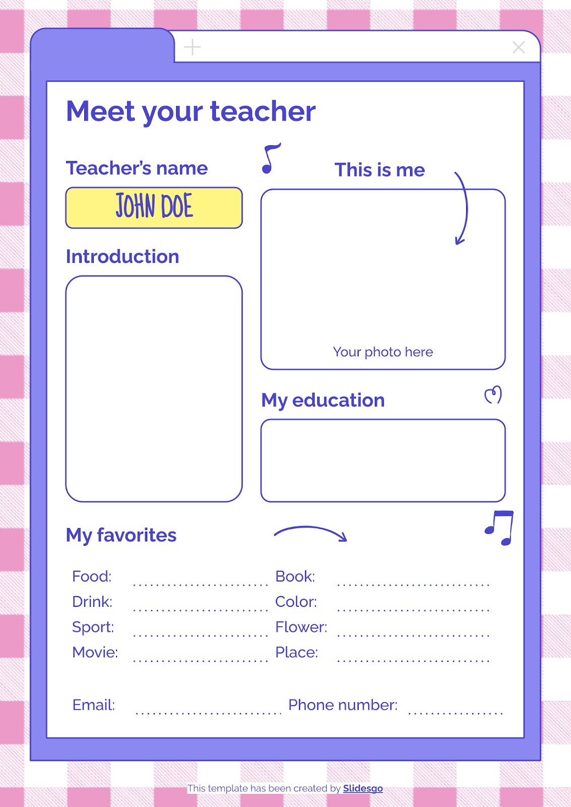 Webys Cute Interface Style Meet the Teacher - My First Day