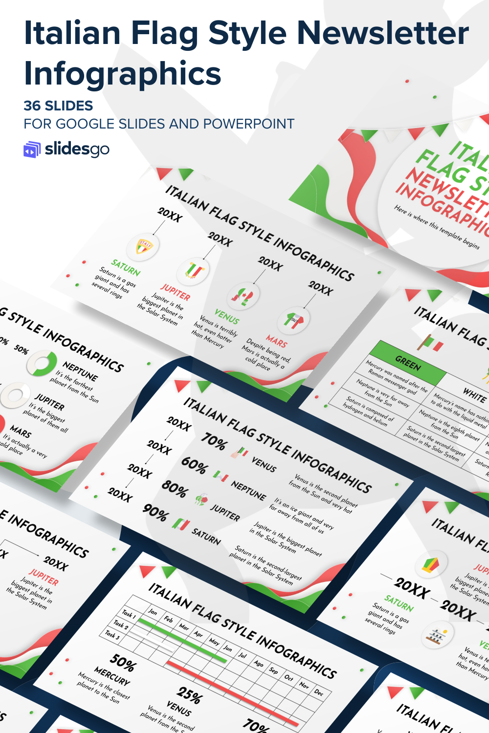 Italian Flag Style Newsletter Infographics | Google Slides