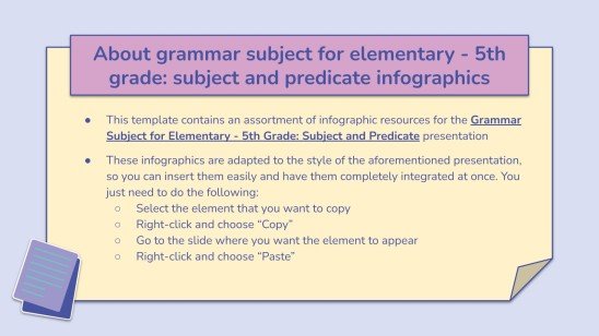 Grammar for Elementary: Subject and Predicate Infographics