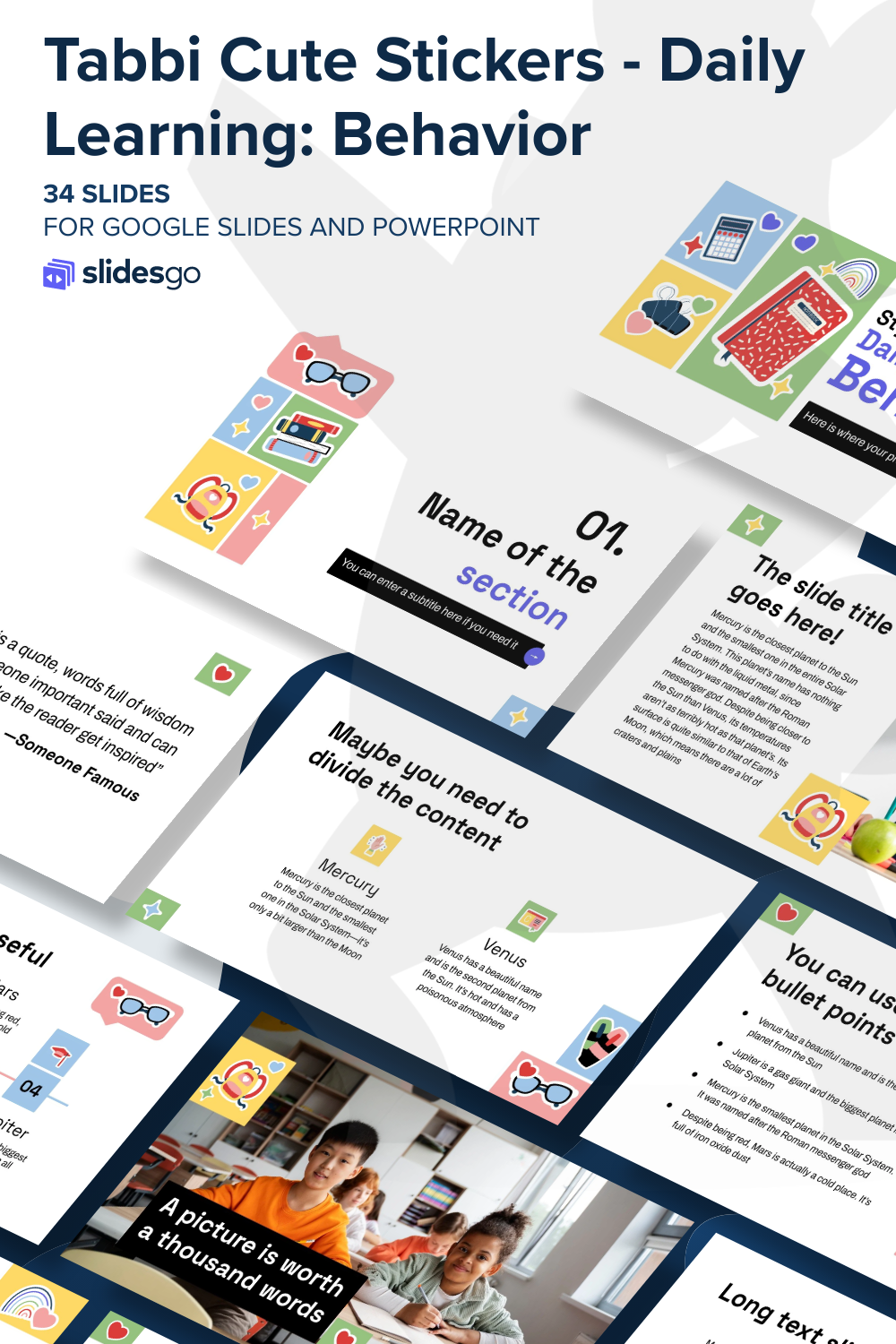 Tabbi Cute Stickers Style Lesson Template | Google Slides