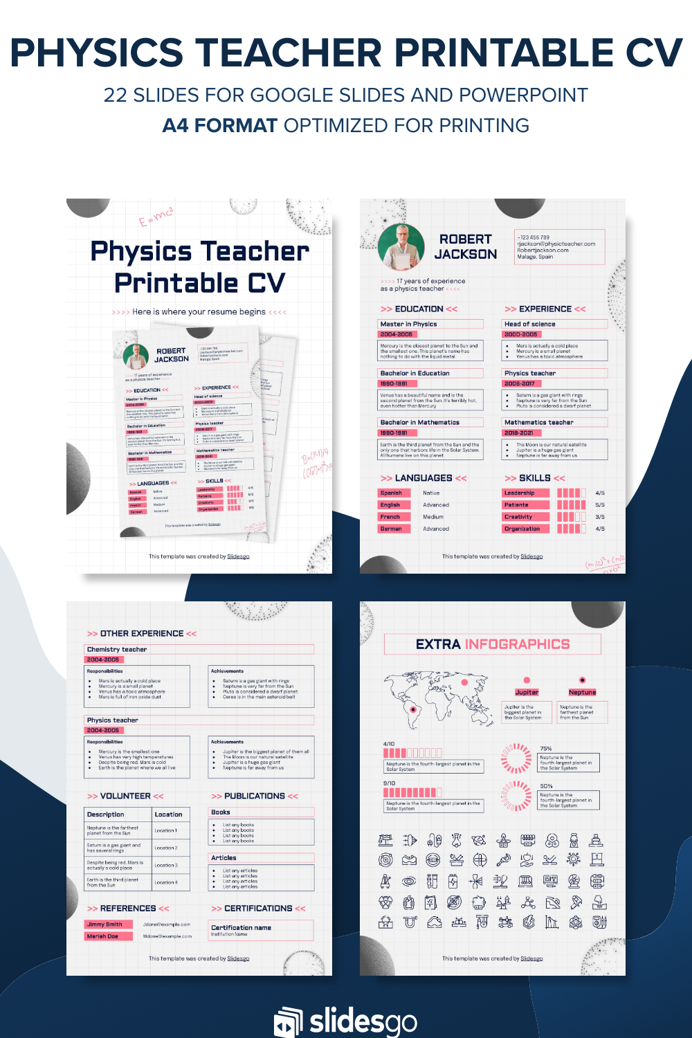Physics Teacher Printable CV | Google Slides & PowerPoint