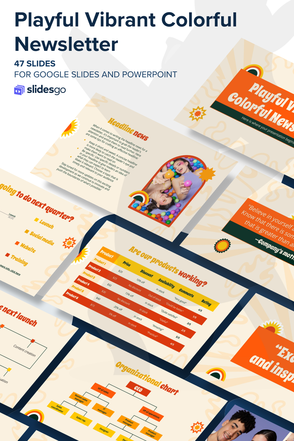 Playful Vibrant Colorful Newsletter | Google Slides & PPT