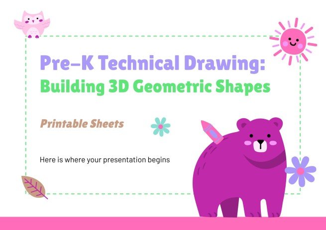 Pre-K Technical Drawing Printable Sheets: 3D Geometric Shapes