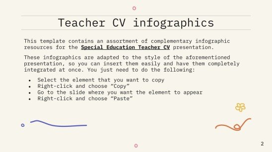 Special Education Teacher CV Infographics | Google Slides