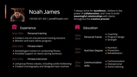 Fitness Gym Trainer Portfolio | Google Slides & PowerPoint