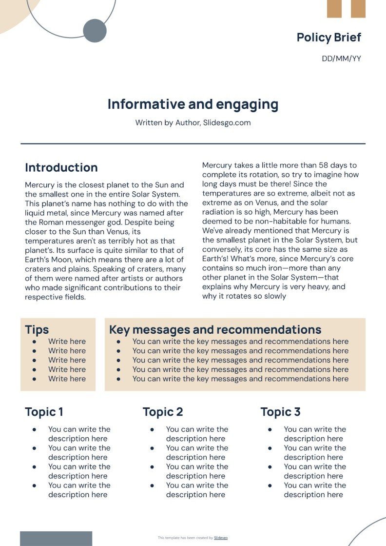 Policy Brief Template | Google Slides & PPT