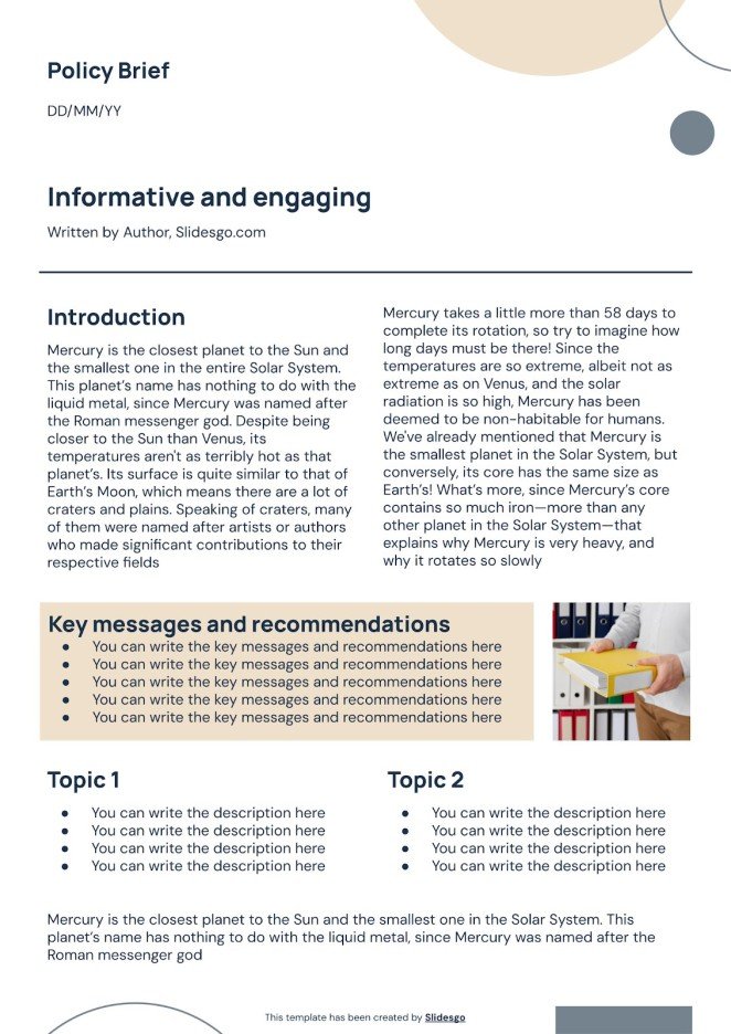 Policy Brief Template | Google Slides & PPT