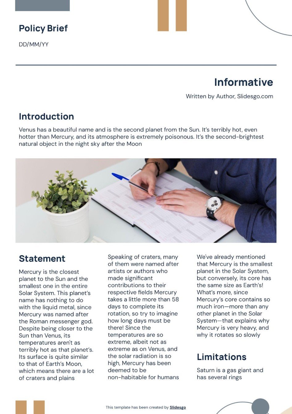 Policy Brief Template | Google Slides & PPT