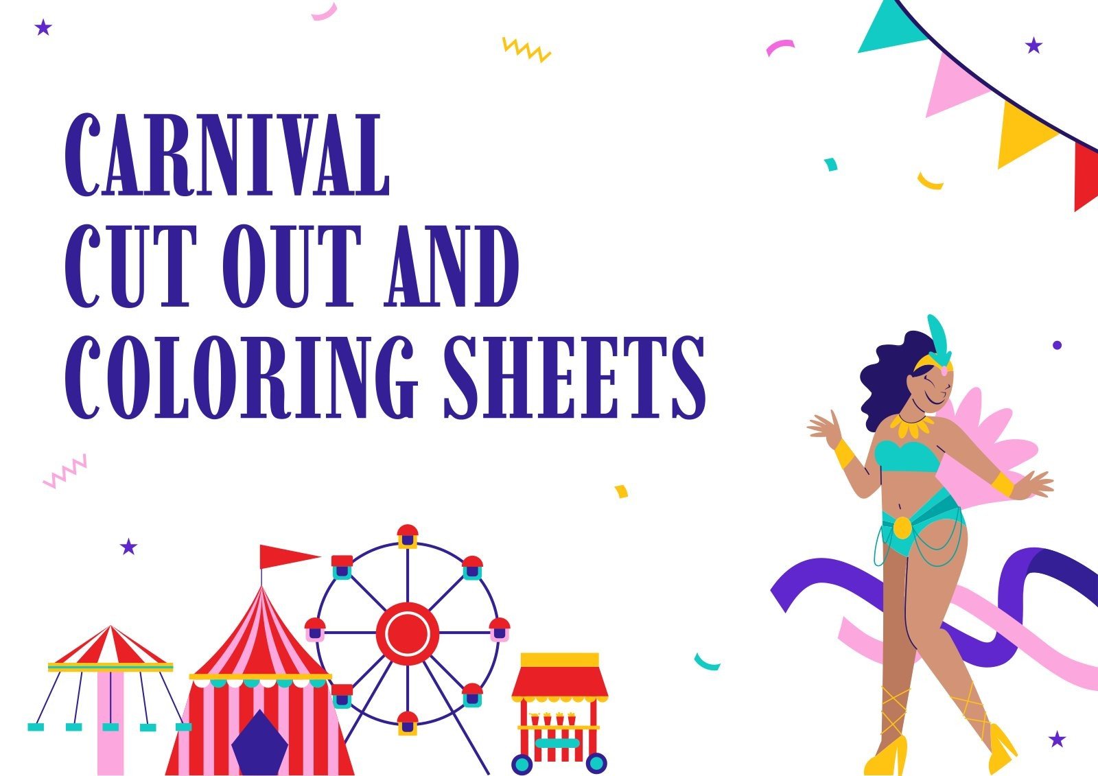 Carnival Cut Out and Coloring Sheets | Google Slides & PPT