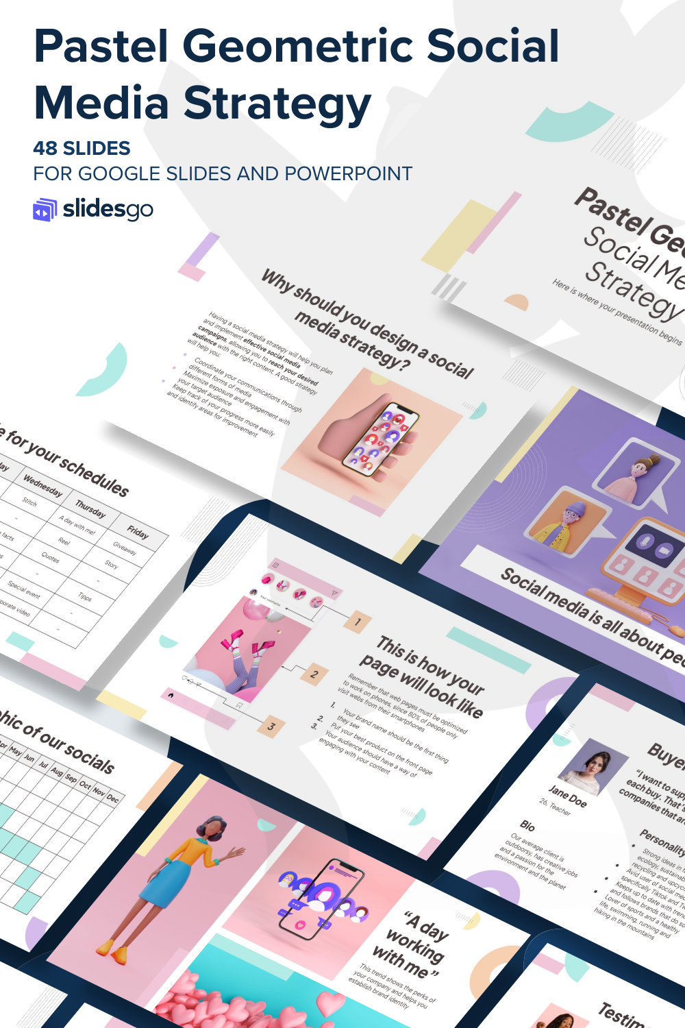 Pastel Geometric Social Media Strategy | Google Slides & PPT