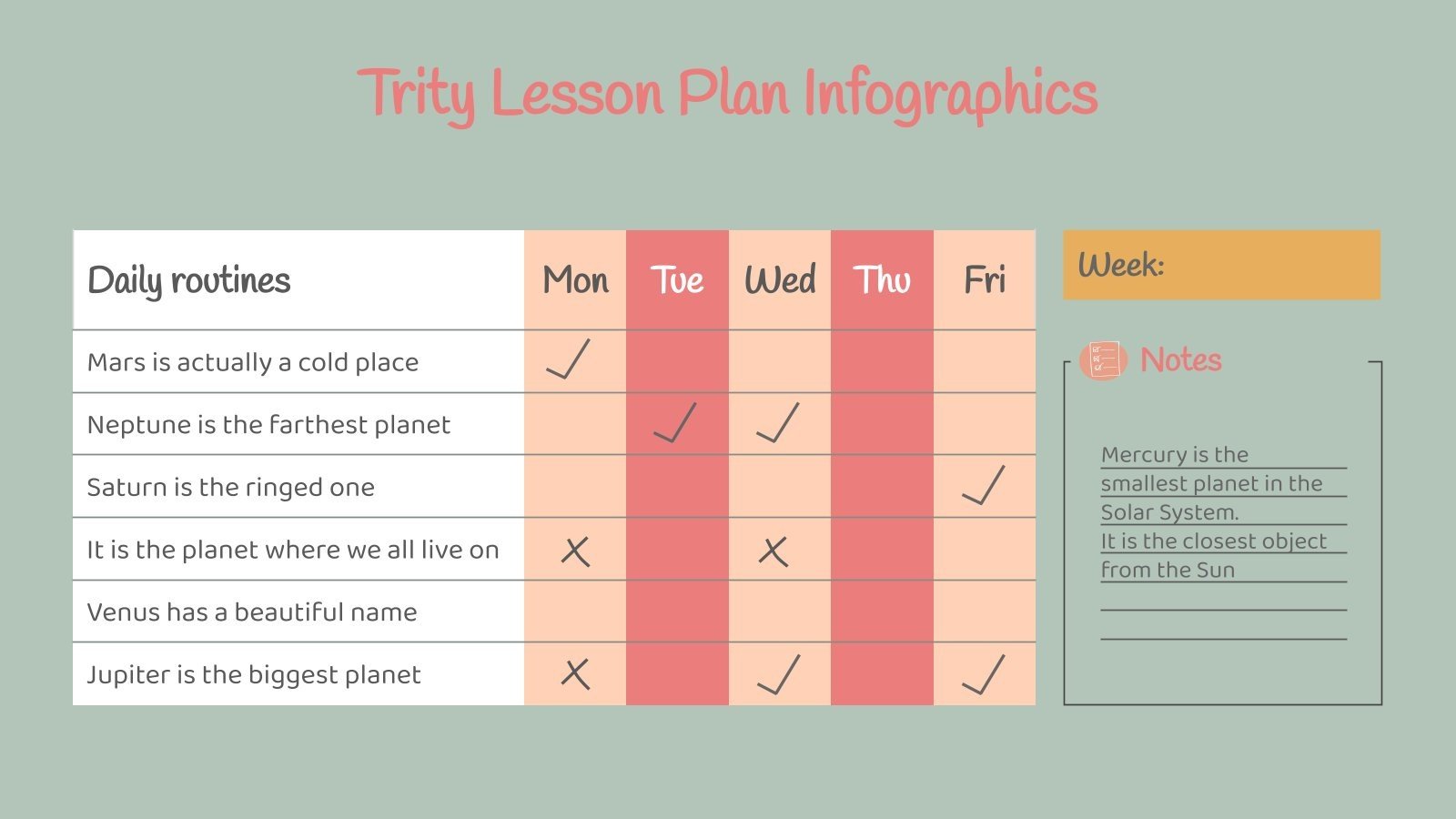 Infographies Trity de style boho - mon agenda
