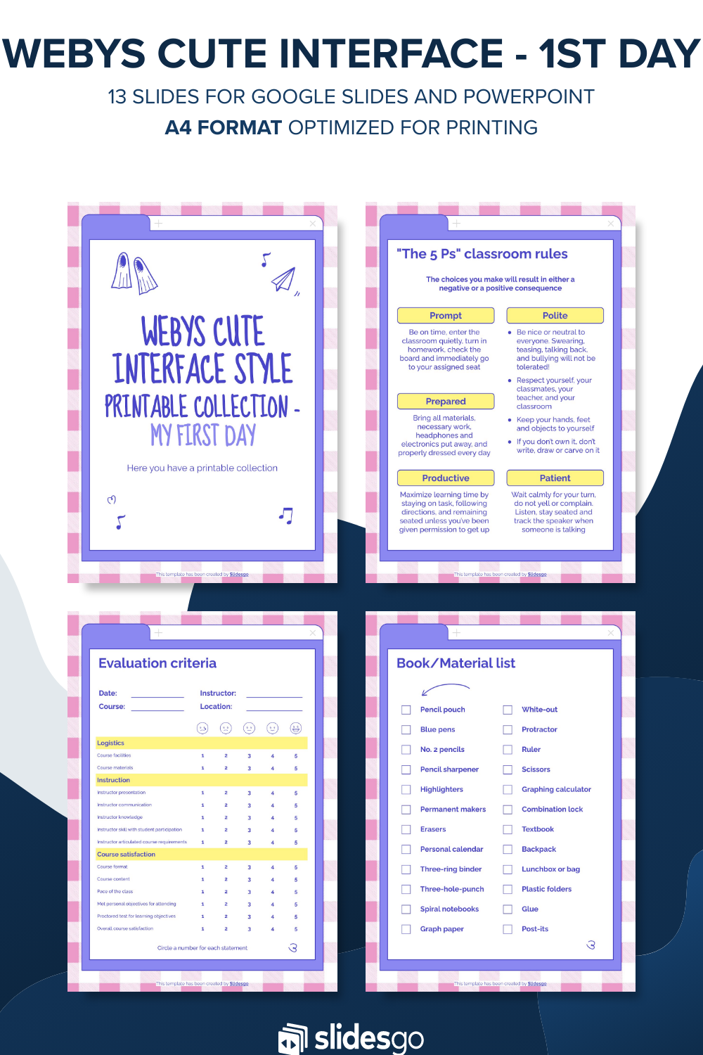 Webys Cute Style Printable Collection - My First Day