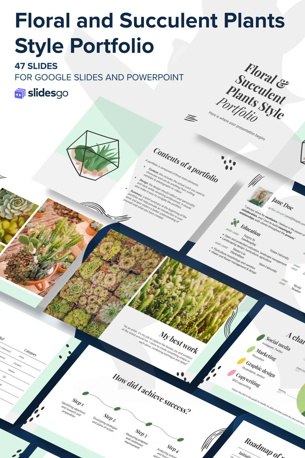 Floral and Succulent Plants Style Portfolio | Google Slides