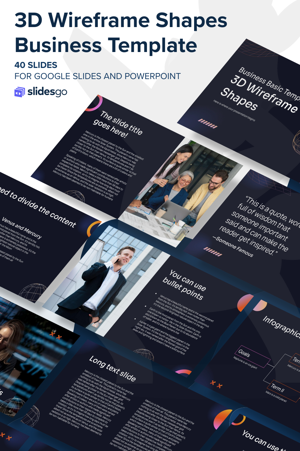 3D Wireframe Shapes Business Basic Template