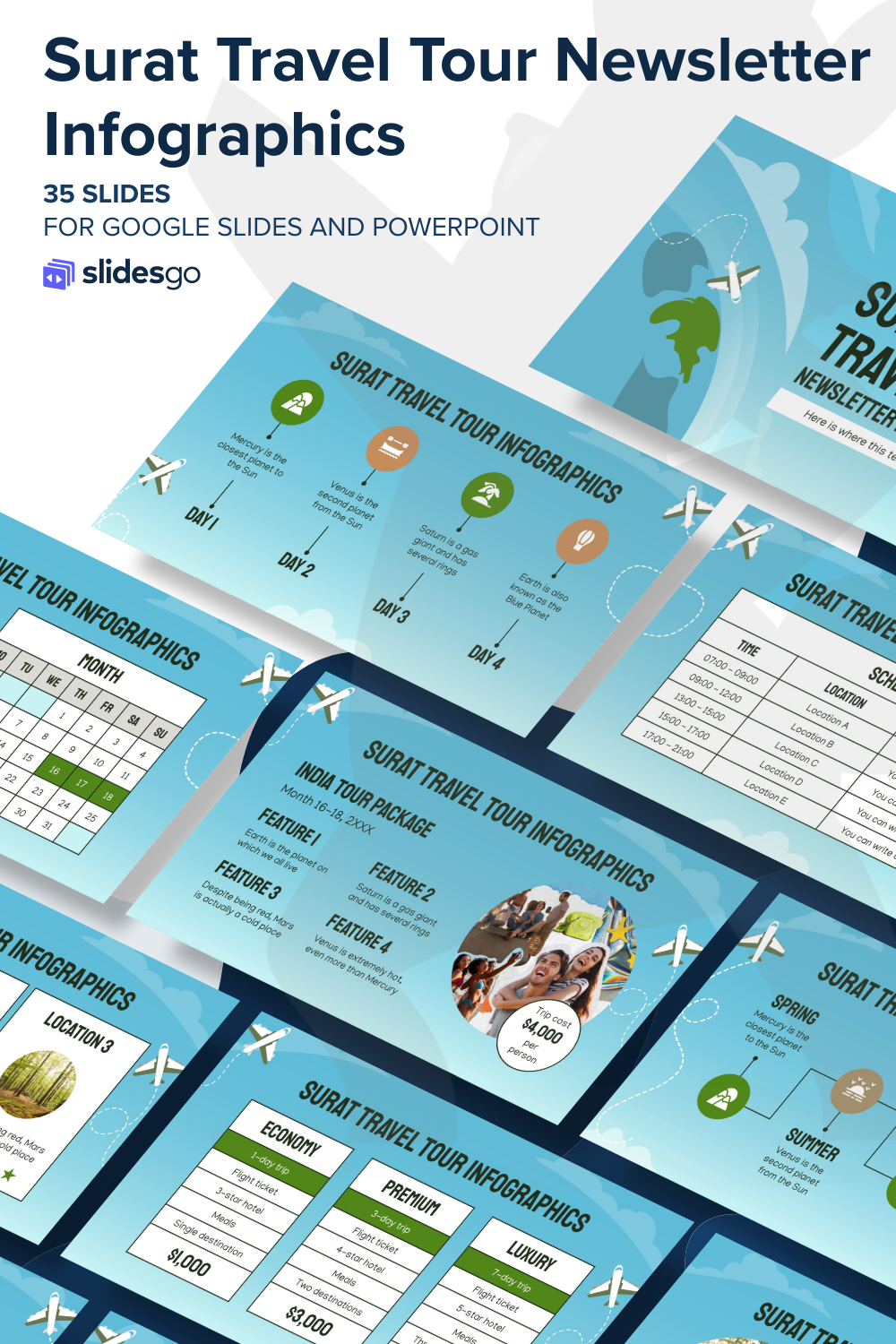 Surat Travel Tour Newsletter Infographics | Google Slides