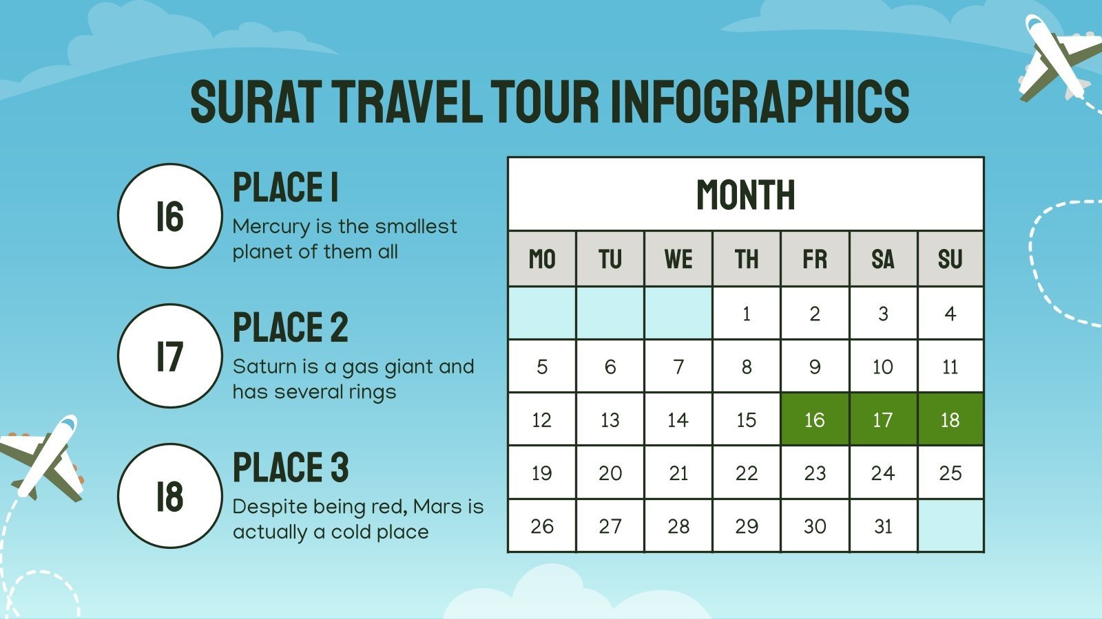 Surat Travel Tour Newsletter Infographics | Google Slides