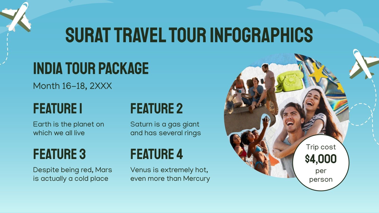 Surat Travel Tour Newsletter Infographics | Google Slides