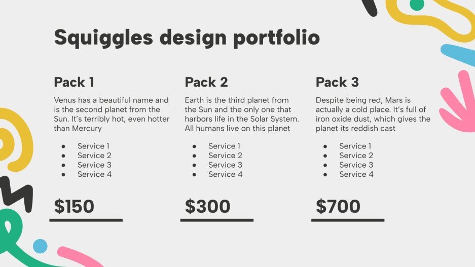Squiggles Design Portfolio Infographics | Google Slides