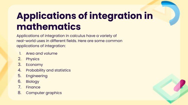 Calculus: Applications of Integration | Google Slides & PPT