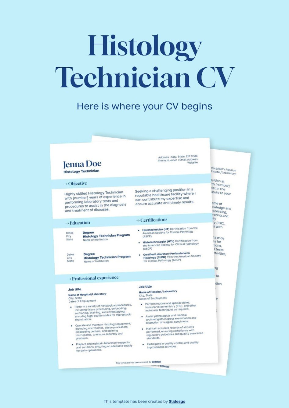 Histology Technician CV | Google Slides and PPT