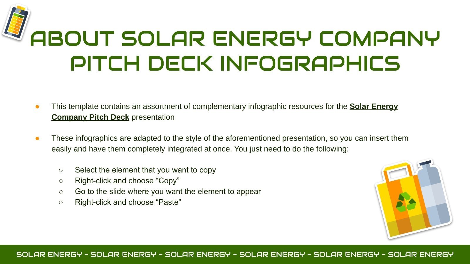 Infográficos: pitch deck para empresa de energia solar