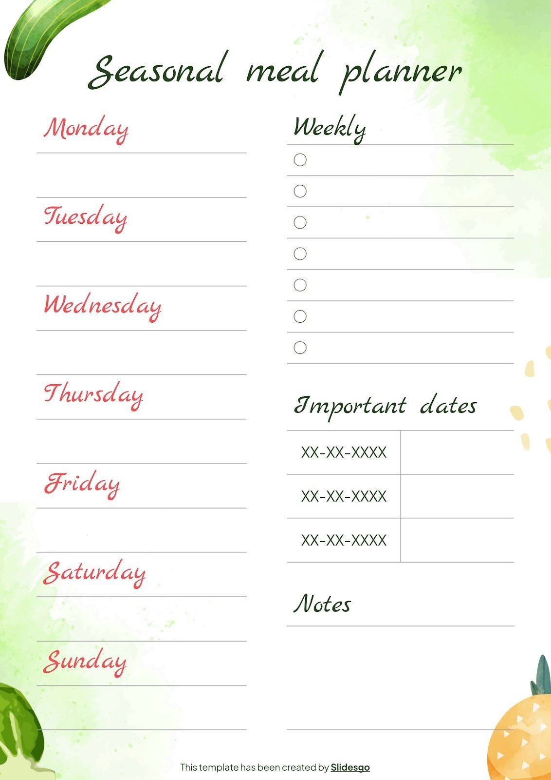 Seasonal Meal Planner | Google Slides & PowerPoint